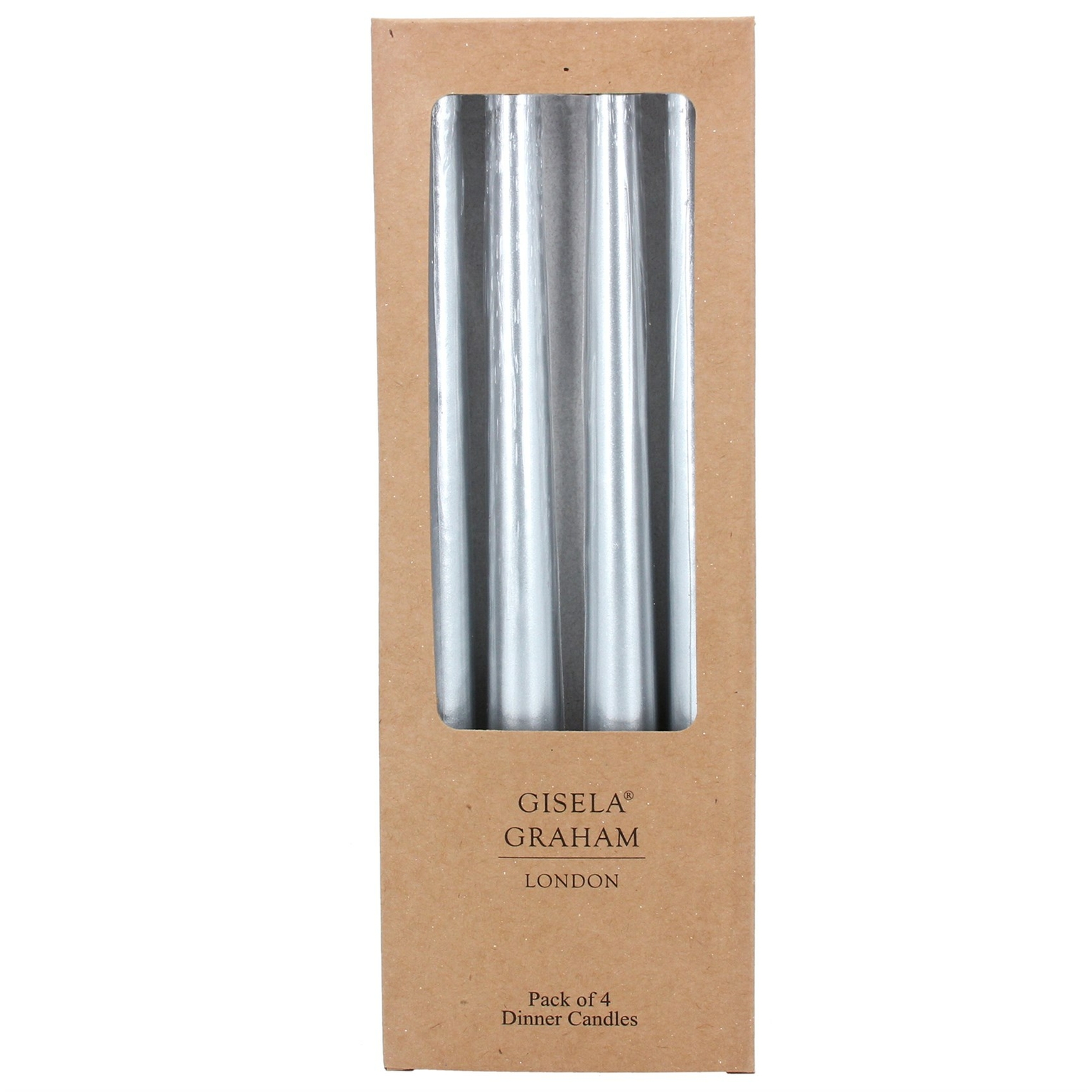 Candle Metallic Silver Taper Dinner Box/4 - Knights Garden Centres