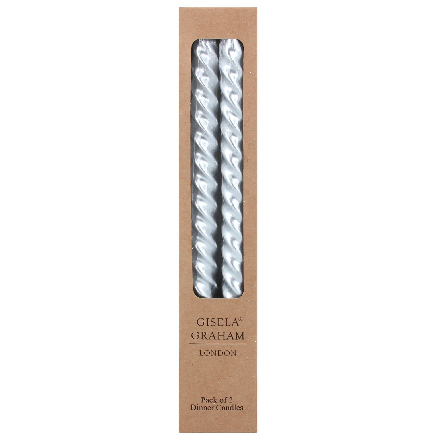 Candle Metallic Silver Twist Taper Box/2 - Knights Garden Centres