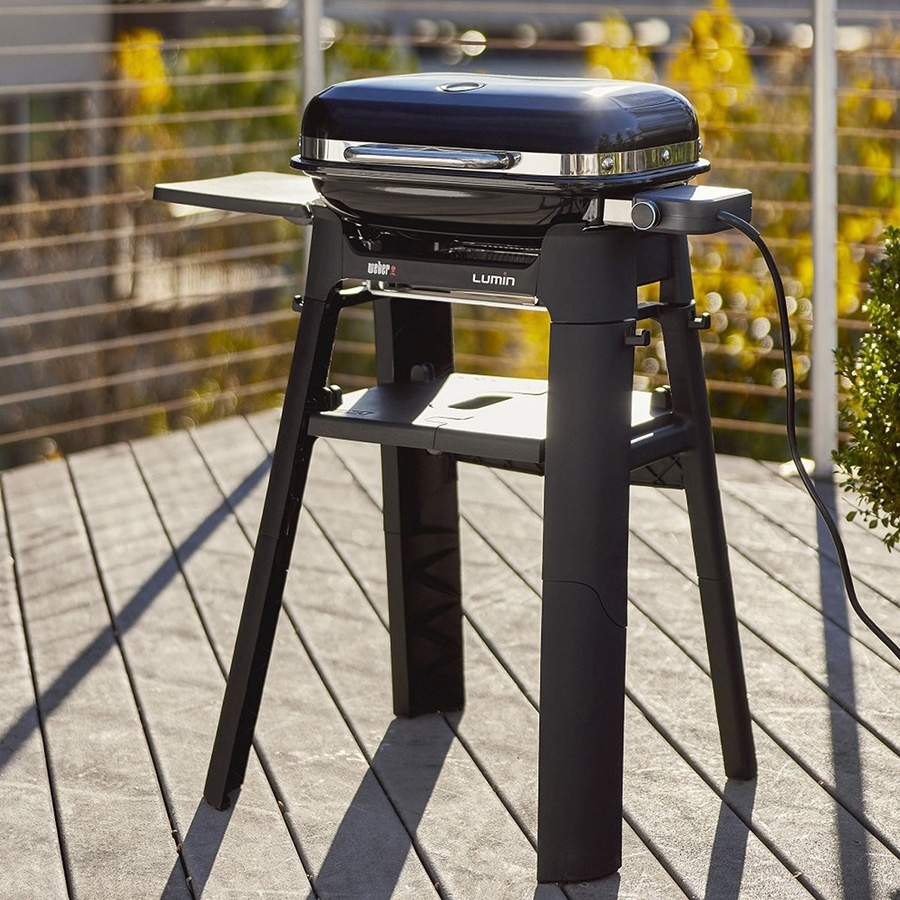 Lumin Compact Electric BBQ black with stand - Knights Garden Centres