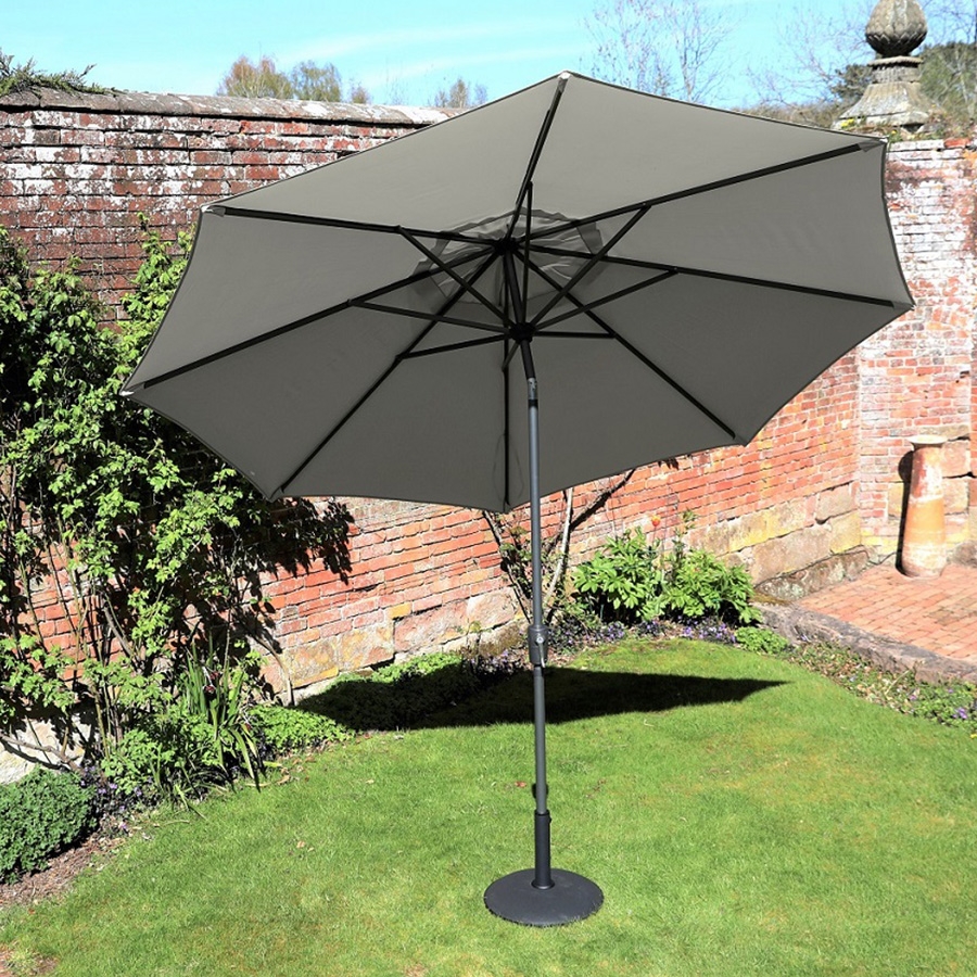 Parasol Riviera 2.5m Deluxe Crank & Tilt, Grey - Knights Garden Centres